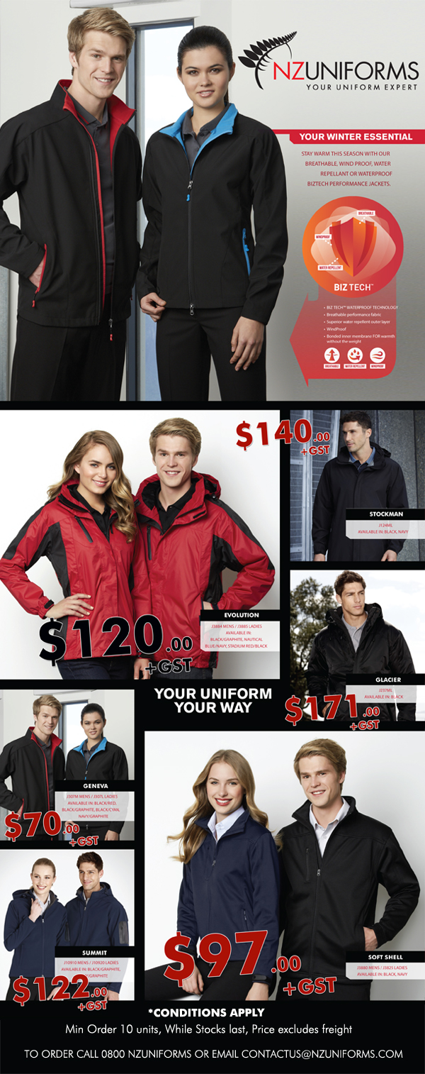 Winter is here Great Jacket deals only at NZ Uniforms!